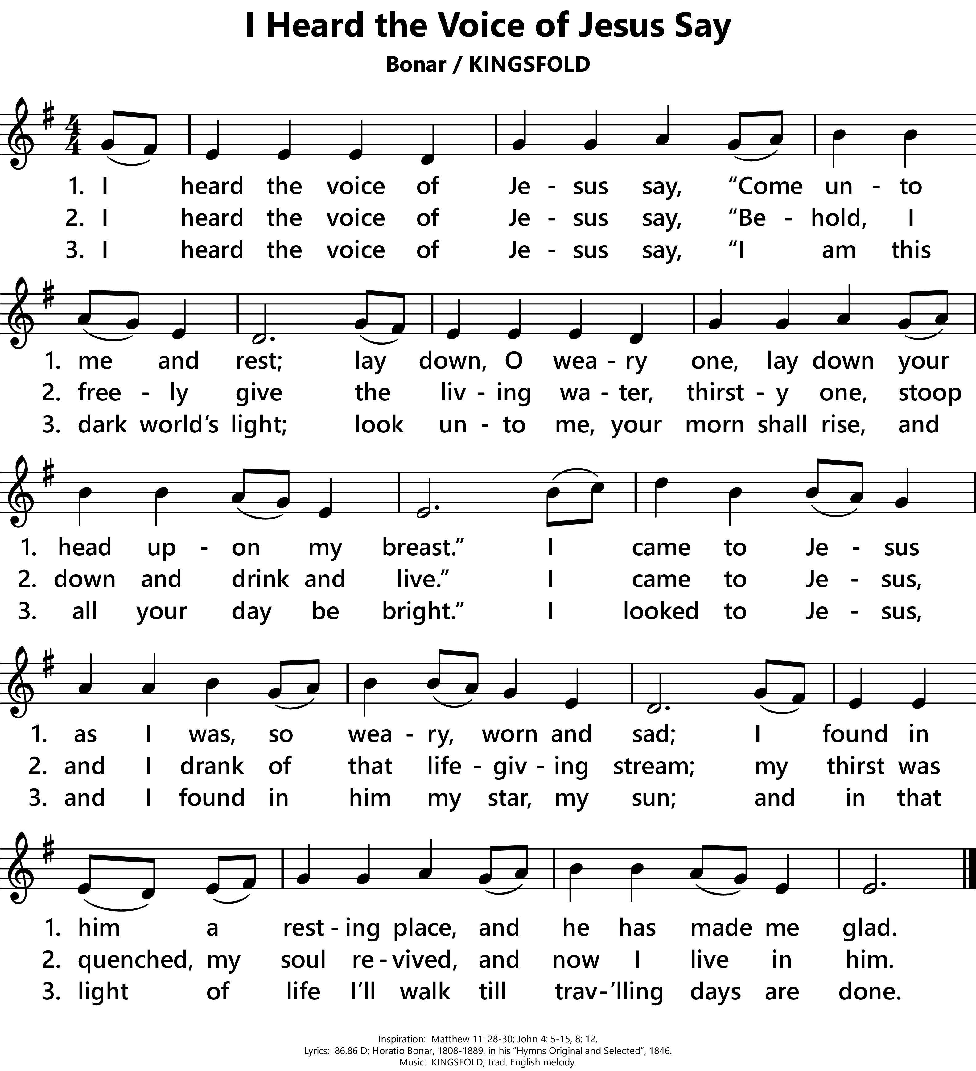 I Heard the Voice of Jesus Say [Bonar]